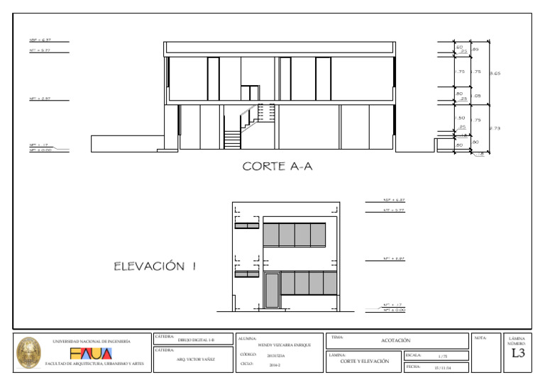 3) Corte Elevacion - Acotación | PDF