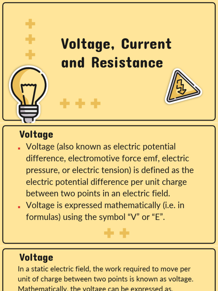 VoltageCurrent ResistanceOhms Law | PDF | Voltage | Electric Current