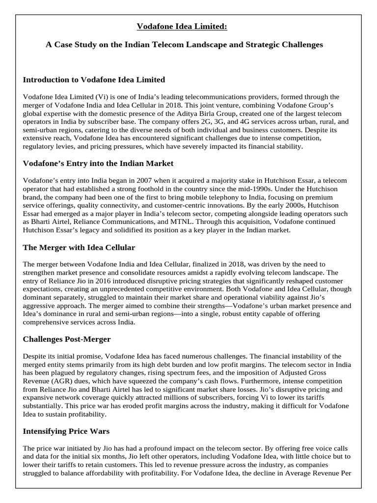 Vodafone Case Study Final Que | PDF | Economies