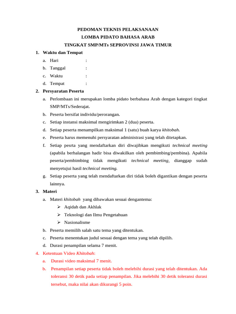 Juknis Pidato Bahasa Arab | PDF