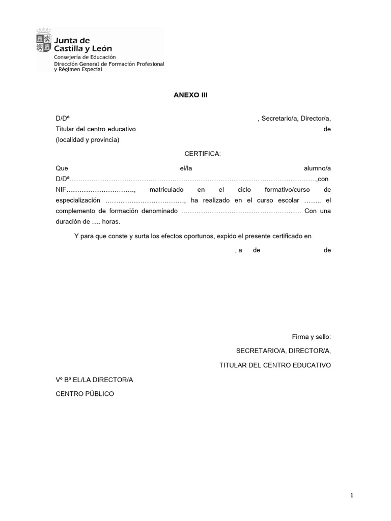 Anexo III Certificado | PDF