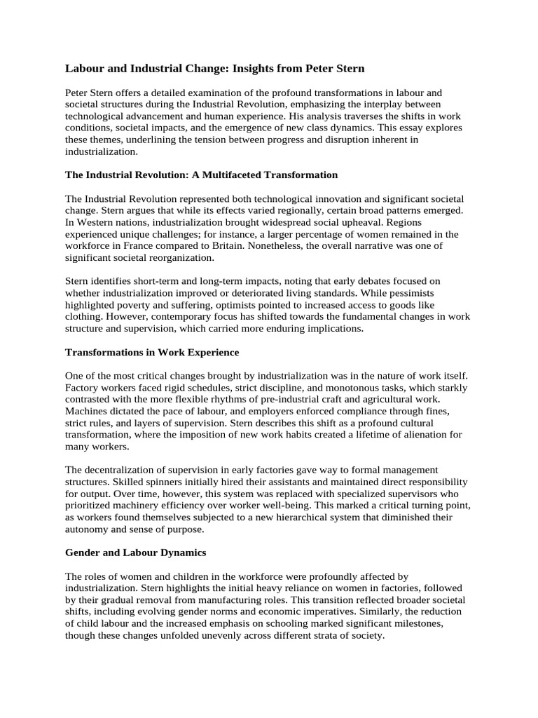 Industrial Revolution: Labour Transformations | PDF | Labour Economics ...