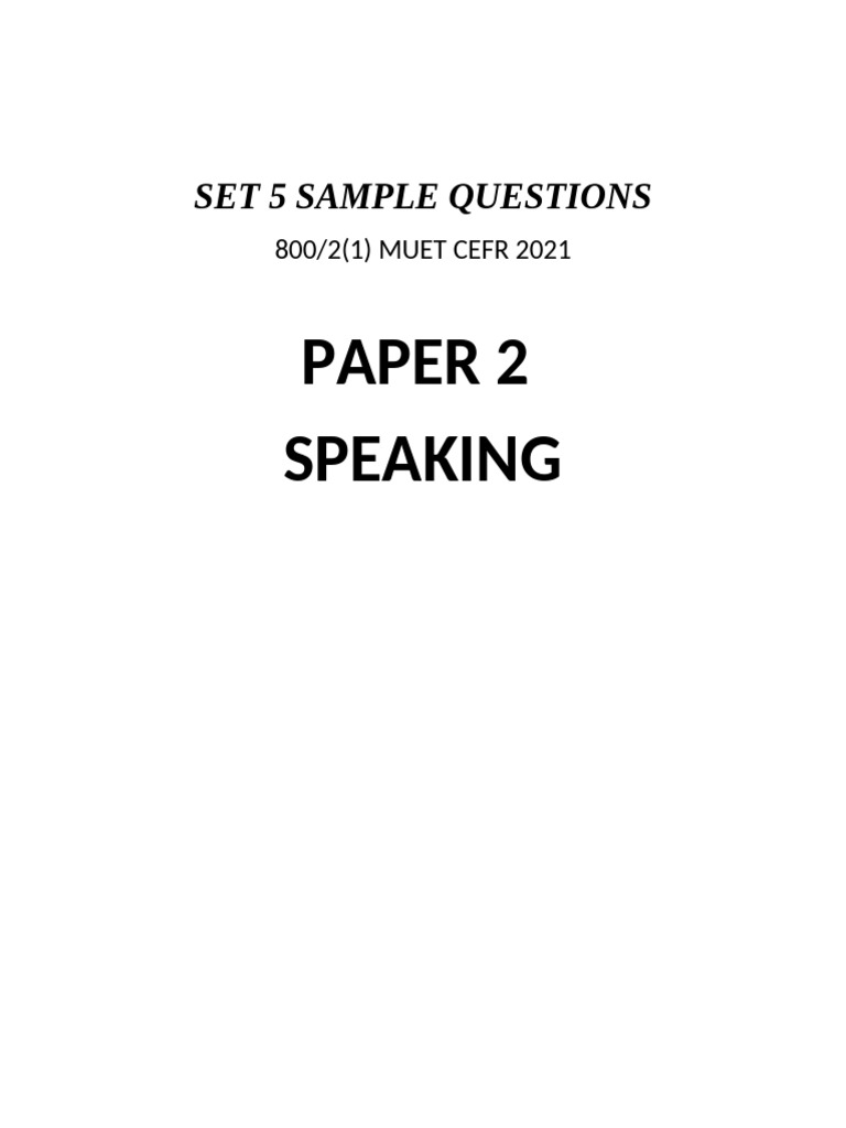 Muet Cefr Speaking Complete Set 5 | PDF | Happiness | Psychology