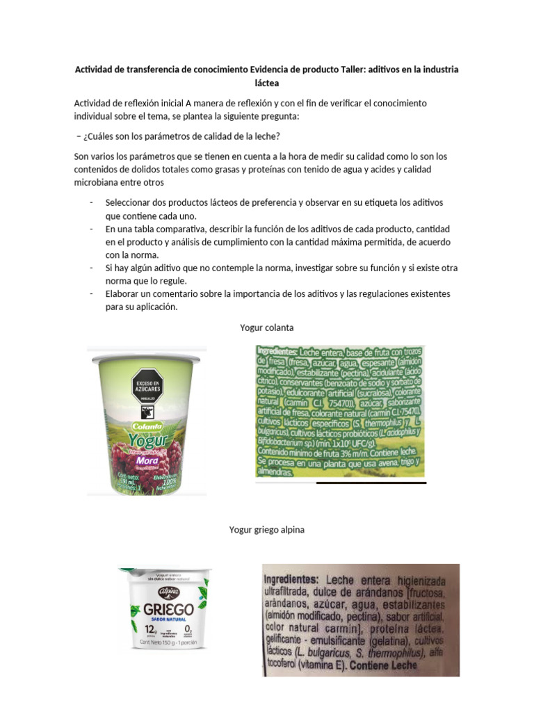 Aditivos en La Industria Lactea | PDF | Leche | Productos lácteos