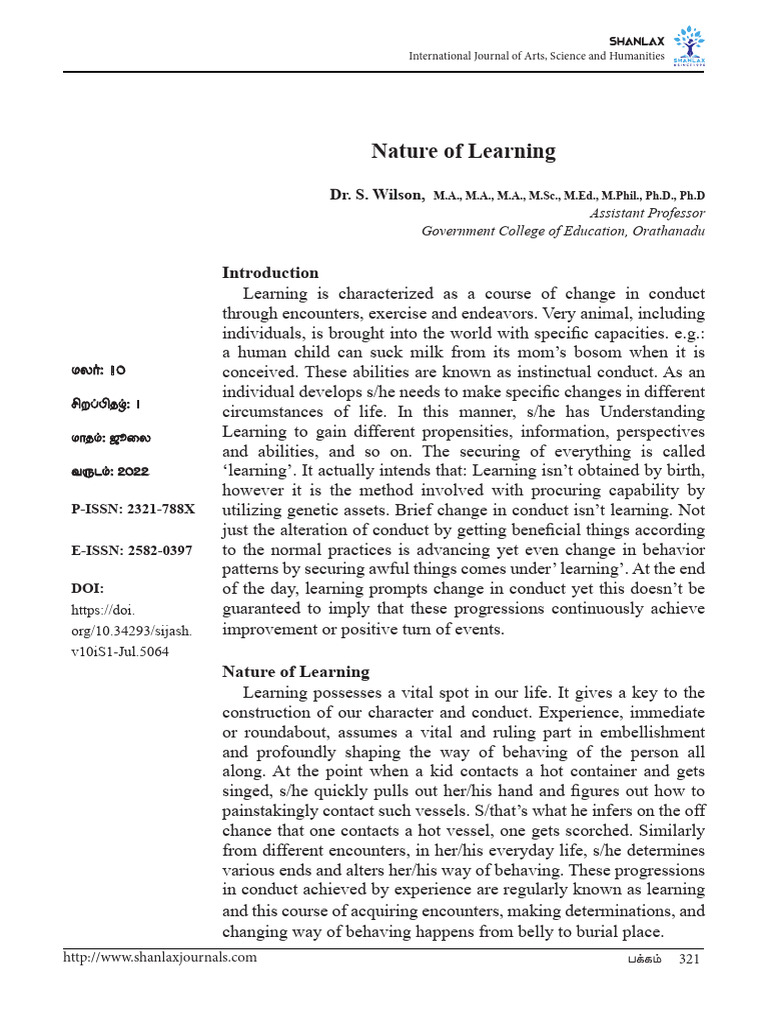 Nature - of - Learning Article | PDF | Learning | Mind