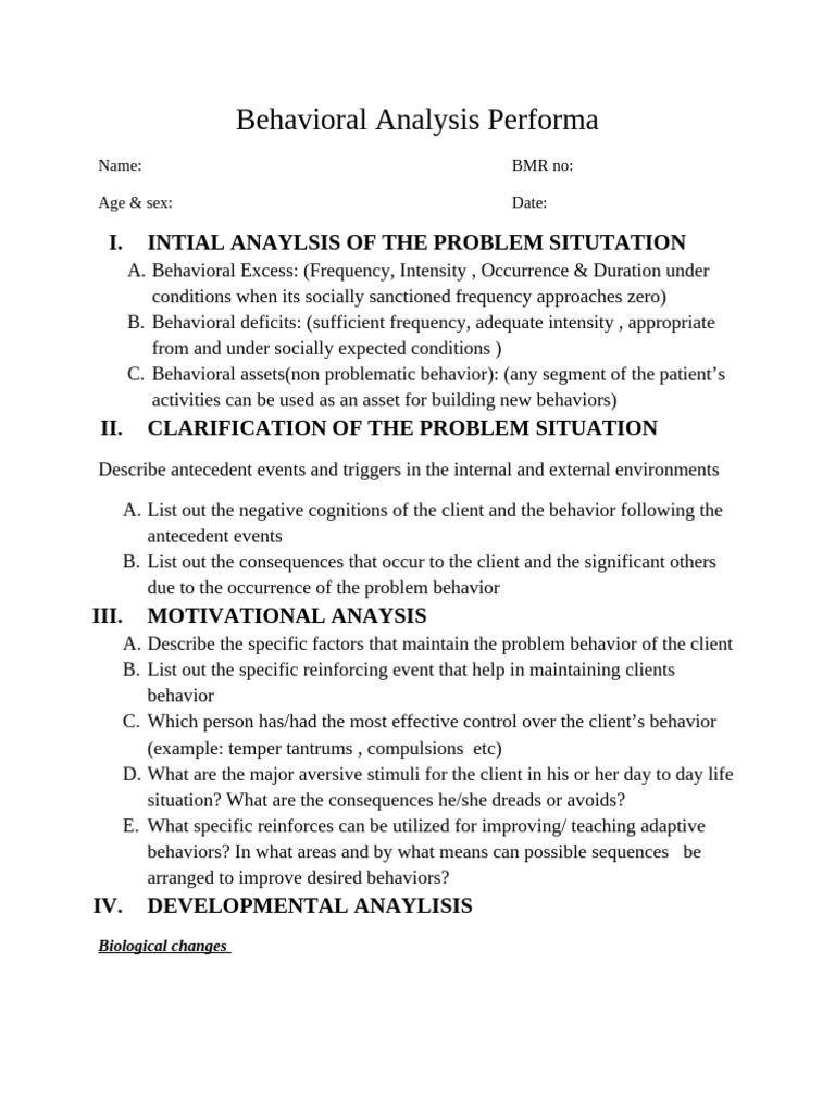 Behavioral Analysis Performa Skeletal Structure | PDF | Behavior | Behaviorism