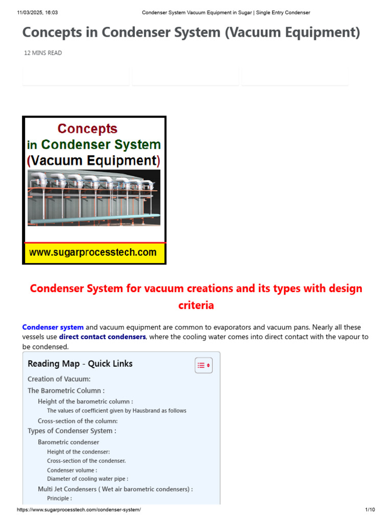 Condenser Systems in Sugar Industry | PDF | Nozzle | Water