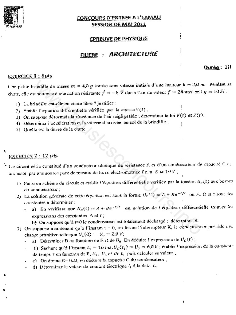 Physique Eamau 2011 | PDF