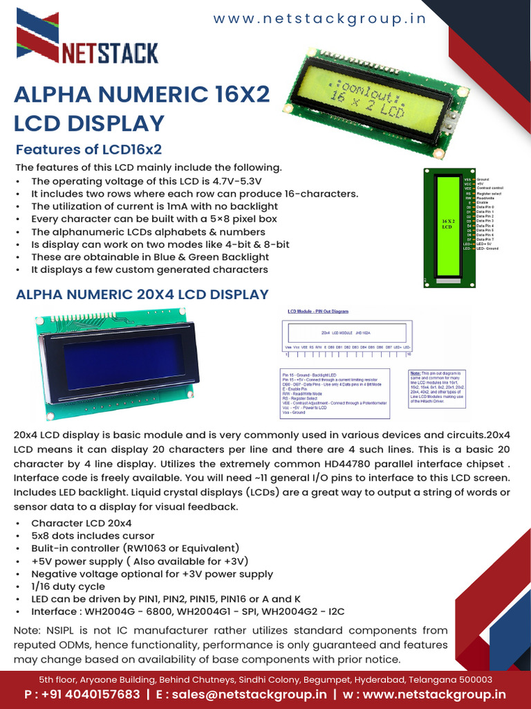 20x4 Alphanumeric LCD Display Overview | PDF