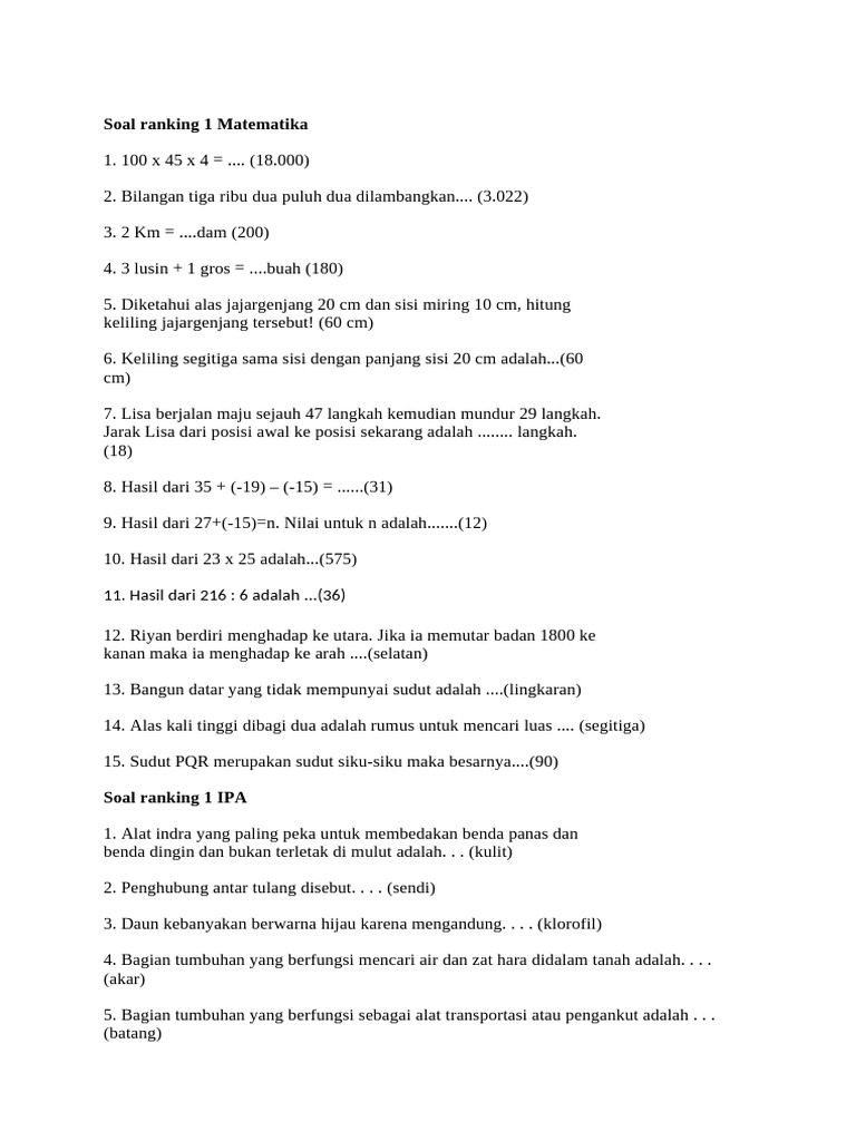 Soal Ranking 1 | PDF