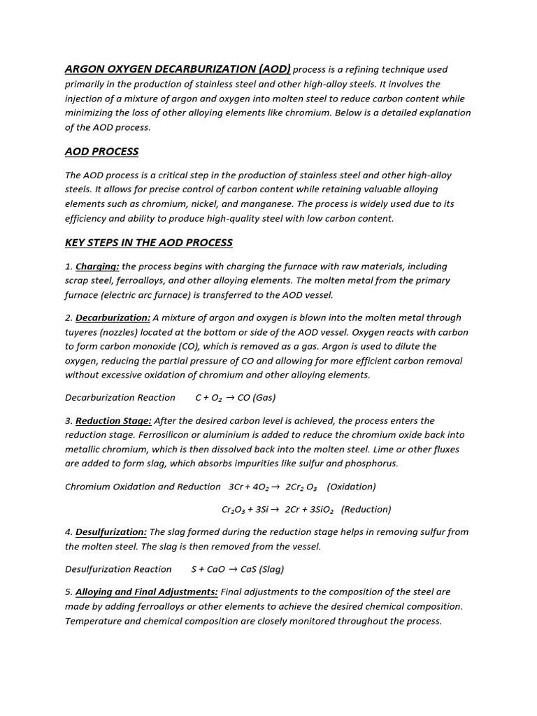 AOD Process in Stainless Steel Making | PDF | Steel | Building Engineering