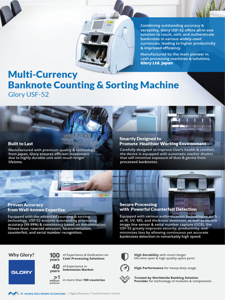 Brochure Product Glory USF 52 | PDF | Banknote | Cash