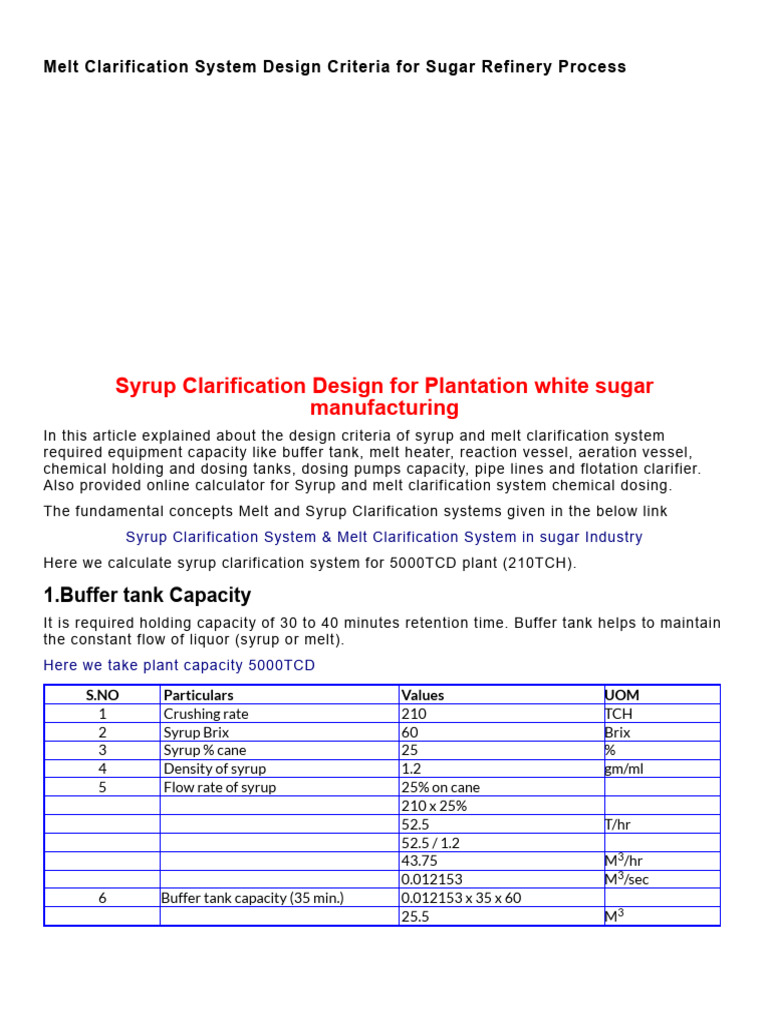 Melt Clarification System Design Criteria For Sugar Refinery Process ...