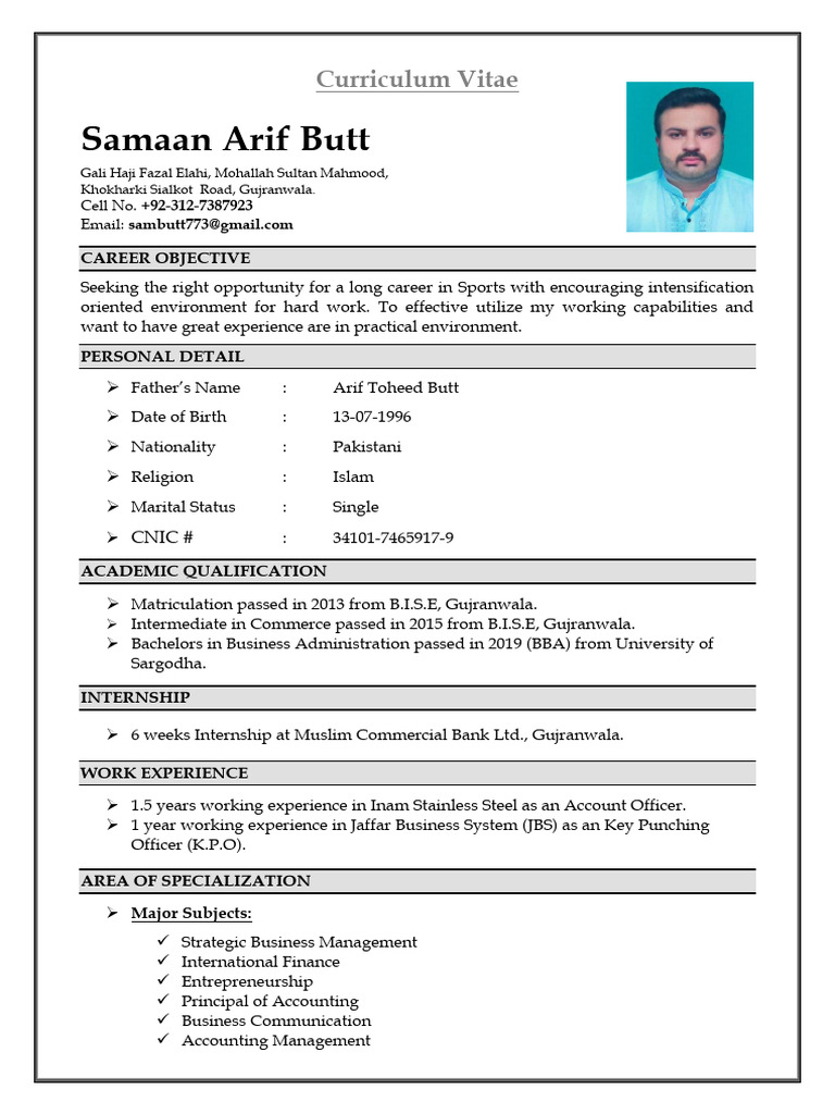C V Samaan Arif Butt | PDF