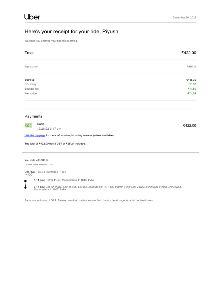 Uber Receipt | PDF