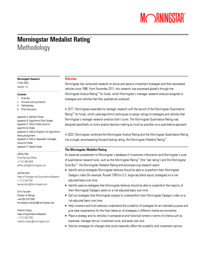 Morningstar Medalist Rating Overview | PDF | Investing | Financial Analyst