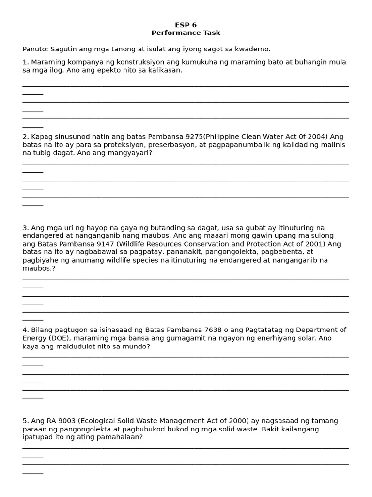 ESP 6 Q3 Ptask #1 | PDF