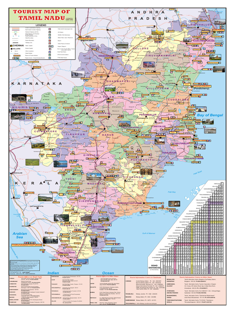 Tamil Nadu Tourist Map | PDF