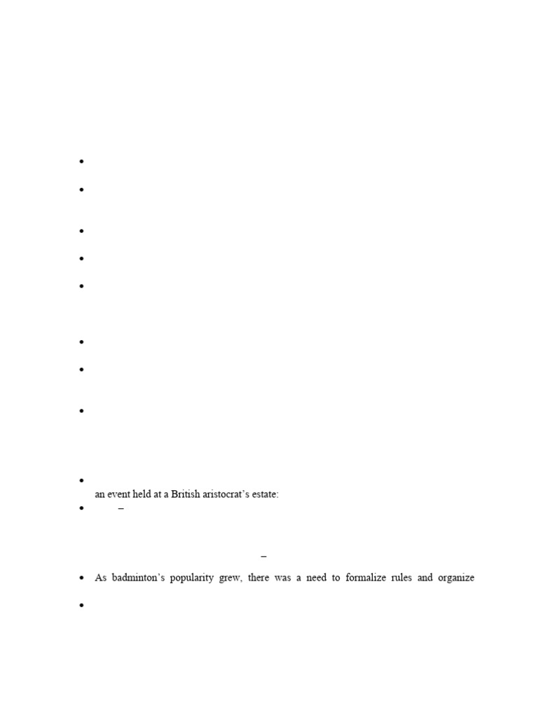 Evolution of Badminton History | PDF | Sports