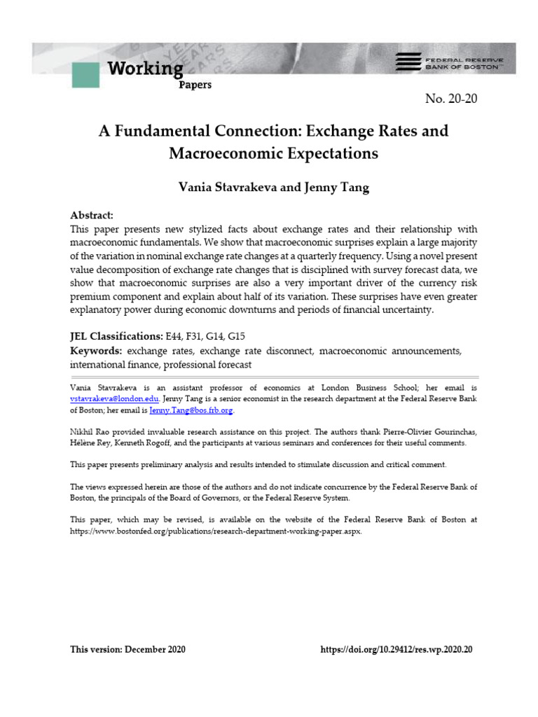 A Fundamental Connection - Exchange Rates and Macroeconomic ...