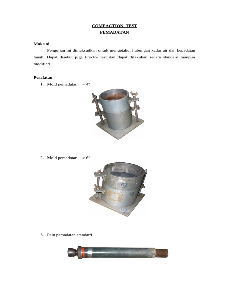 Uji Pemadatan Tanah: Proctor Test | PDF