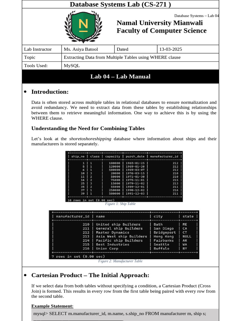 DB- Lab 4 - Lab Manual | PDF