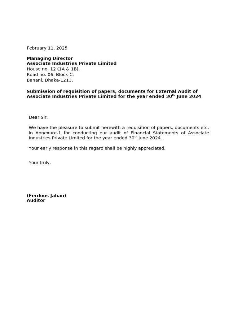 External Audit Document Request 2024 | PDF