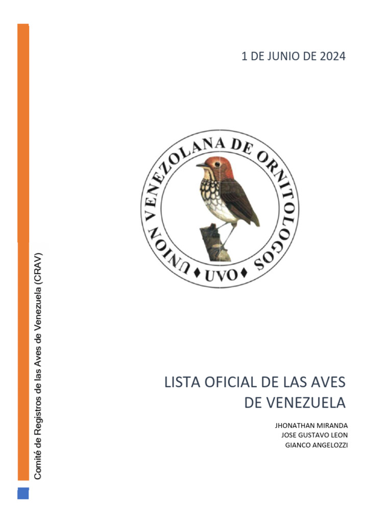 Lista Oficial de Aves de Venezuela 2024 | PDF | Aves de américa del ...