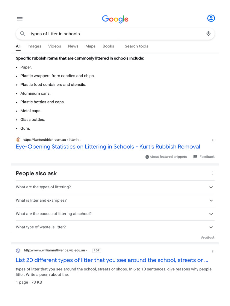 Types of Litter in Schools | PDF | Pollution | Waste