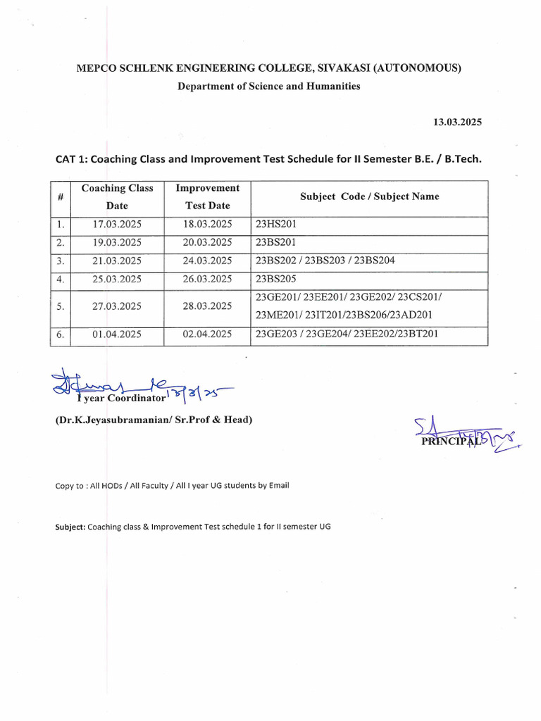 Improvement Test Notice | PDF