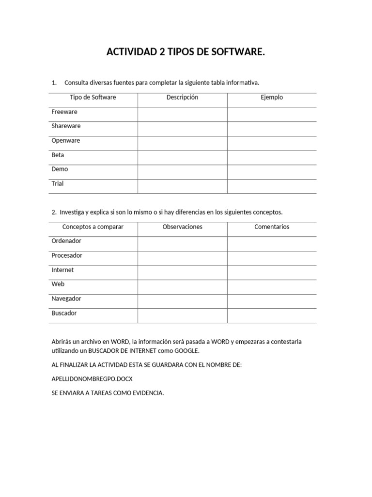 Actividad 2 Tipos de Software | PDF