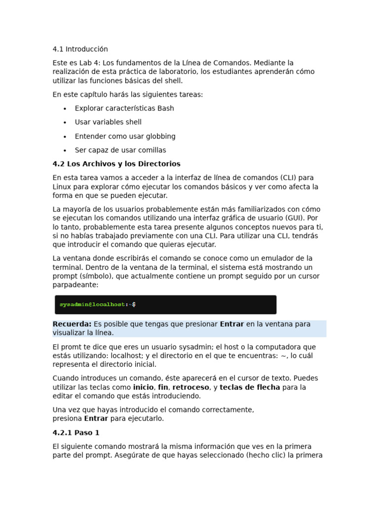 Linux Essentials, Capitulo 4, Practica | PDF | Interfaz de línea de comando | Sistema de archivos