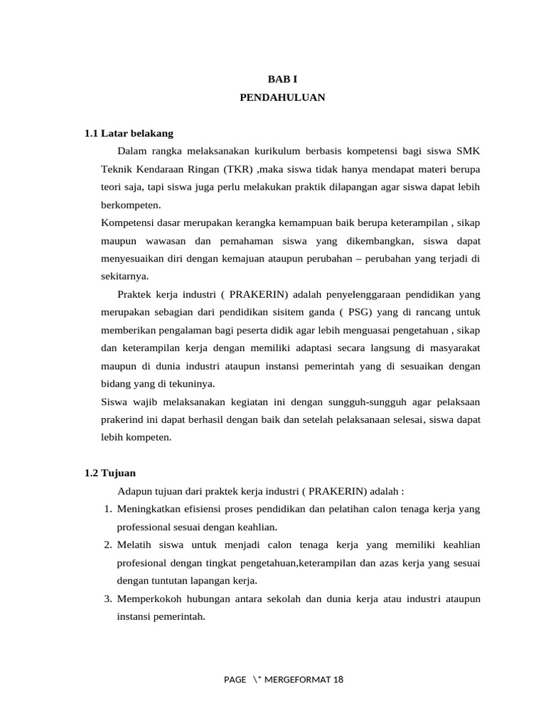 Isi Laporan Praktek Rehan TKR 2 Yess | PDF