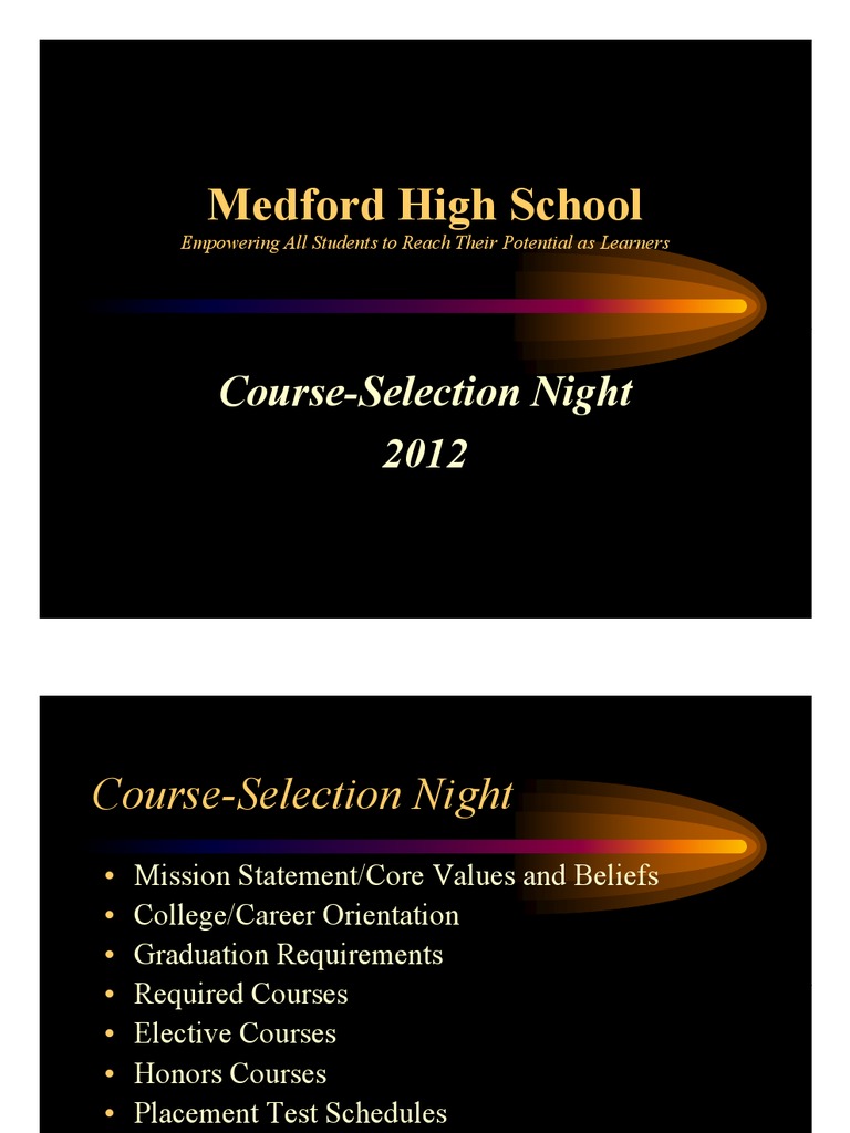 Medford High School Course Selection Guide | PDF | Career & Growth ...