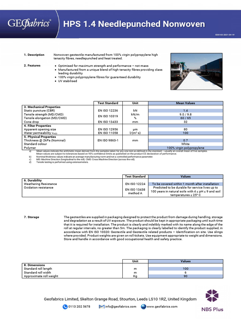 HPS1.4-Datasheet-EDS143-2021-04-19 | PDF | Mean | Materials
