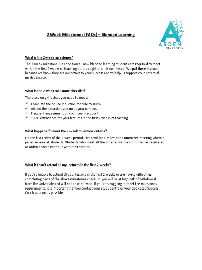 2-Week Milestone Requirements Explained | PDF