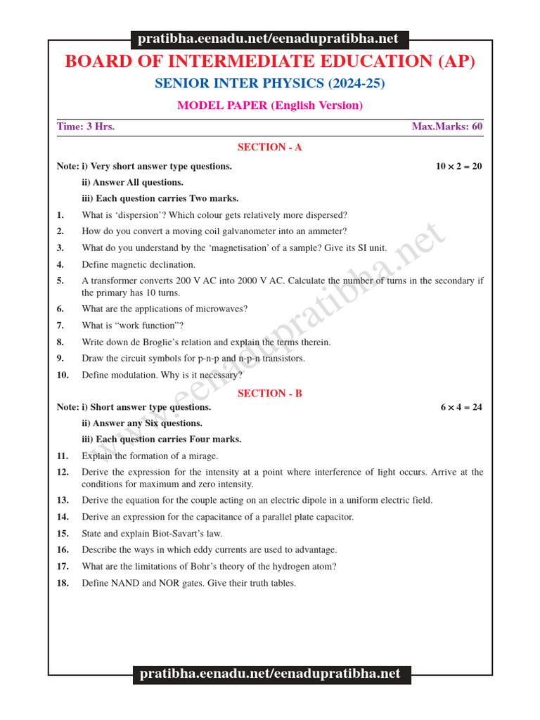 SR Inter AP PHYSICS 27 02 2025 | PDF | Nuclear Fission | Nuclear Fuel