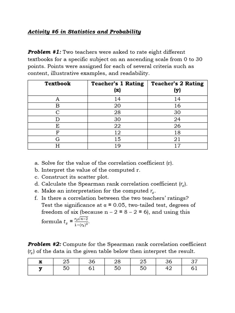 Activity 6 in ProbStat | PDF
