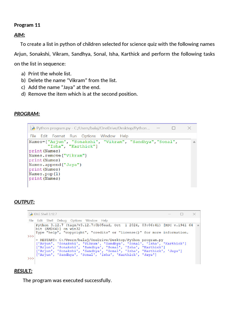 Python List Manipulation Programs | PDF