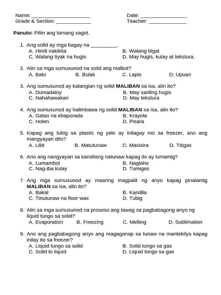 Science 3 Elementary | PDF