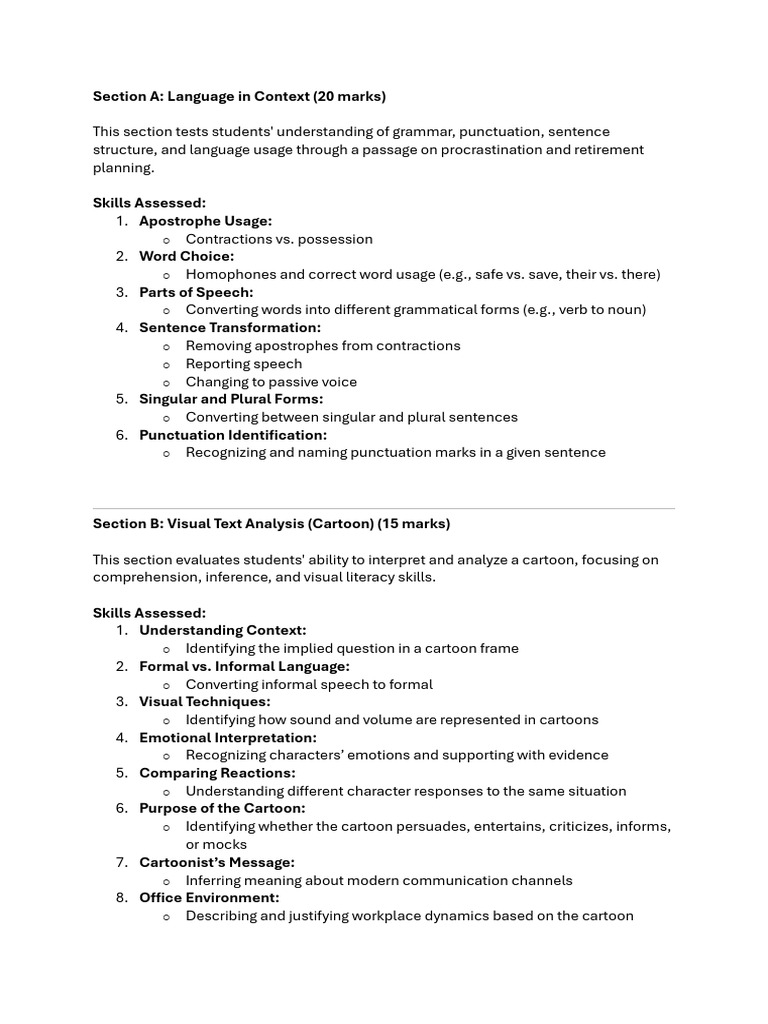 Grade 9 Visual Literacy and Language Skills | PDF