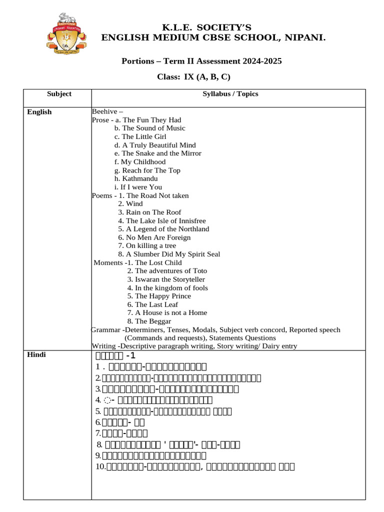 IX STD Portions For TA 2 | PDF