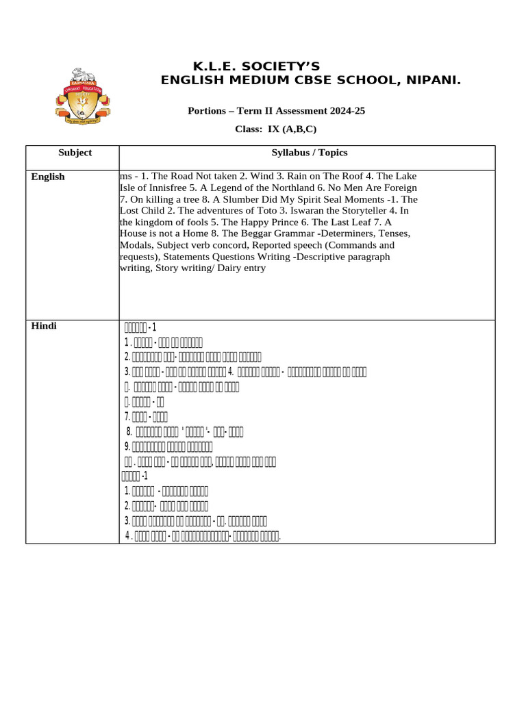 IX STD Portions For TA 2 | PDF