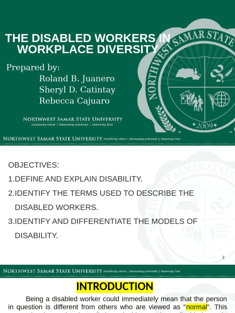 Disabled Workers in Workplace Diversity | PDF | Disability | Employment
