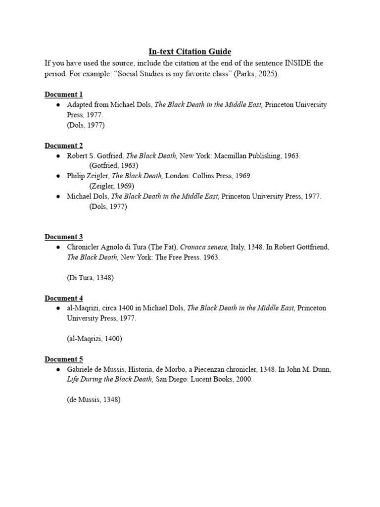 In-Text Citations For DBQ Sources | PDF