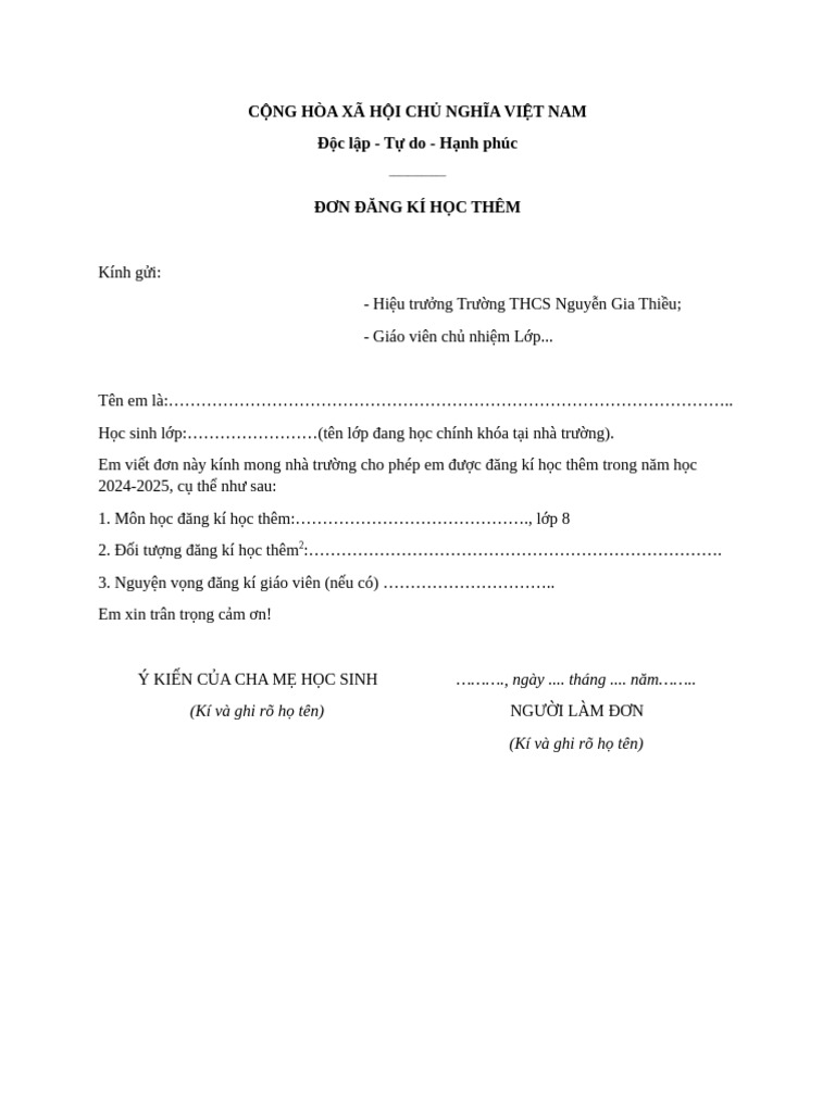 Mau Don Dang Ky Hoc Them Tu 14 02 2025 - 1001094514 | PDF