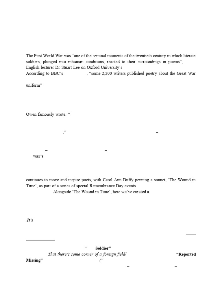 Poetry of the First World War | PDF | Poetry