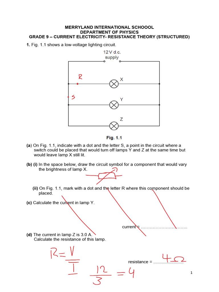 Grade 9 Current Electricity Resistance Guide | PDF | Resistor | Series ...