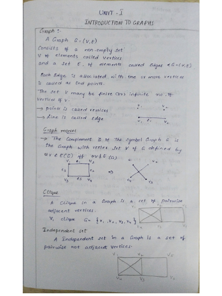 Graph theory - Unit 1 | PDF