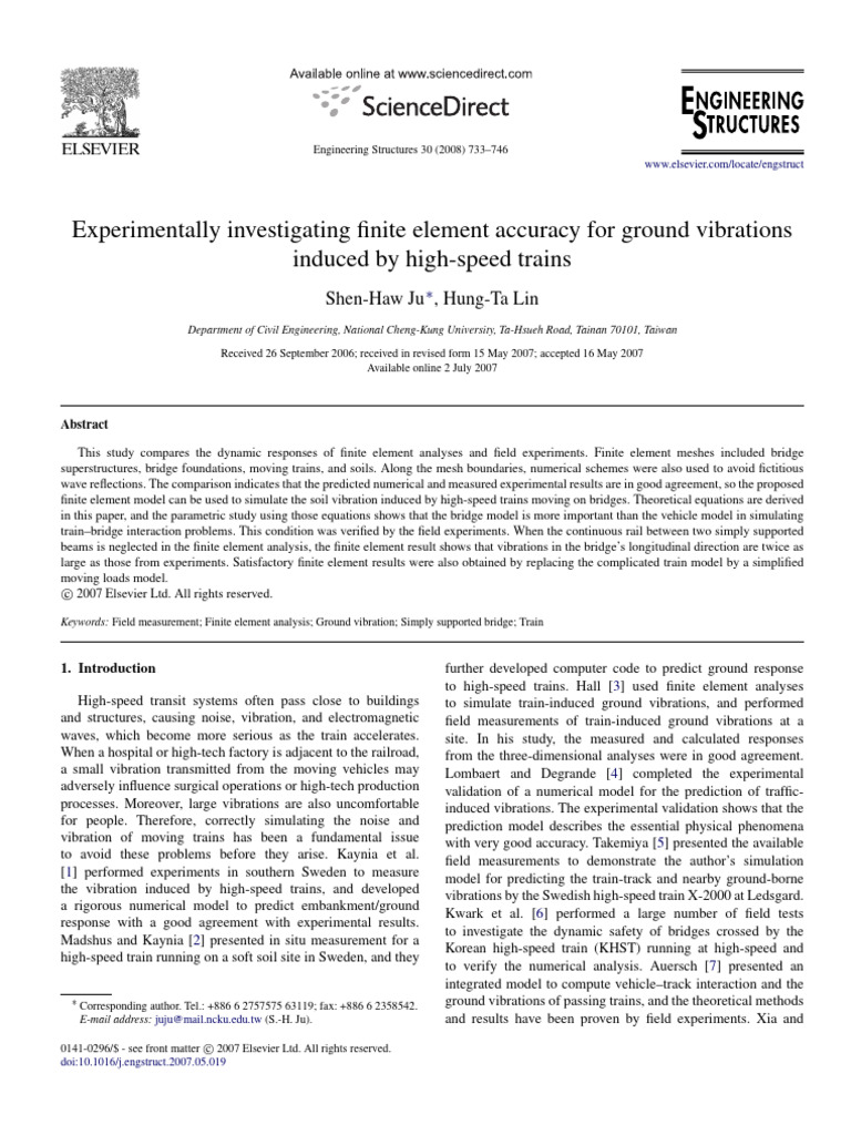 Experimentally Investigating Finite Element Accuracy For Ground Vibrations Induced by High-Speed ...